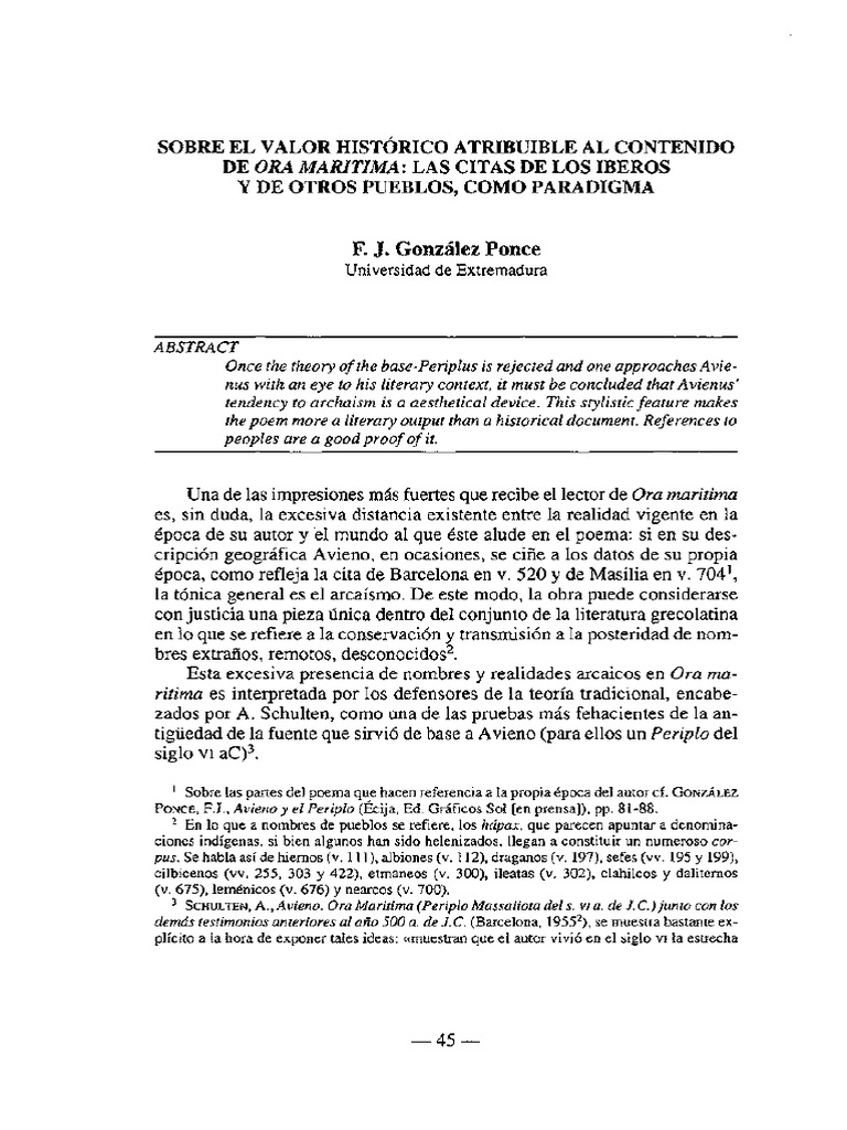 SOBRE EL VALOR HISTORICO ATRIBUIBLE AL CONTENIDO DE ORA MARITIMA | PDF