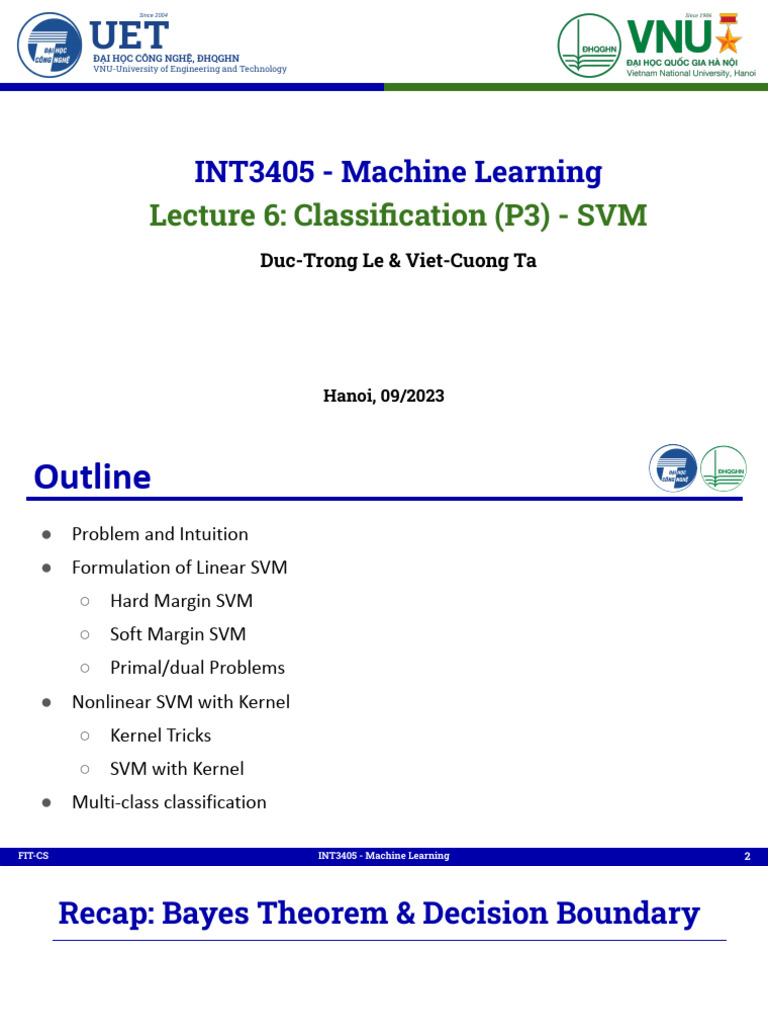 Lecture 6 Classification P3 SVM | PDF | Support Vector Machine | Machine Learning