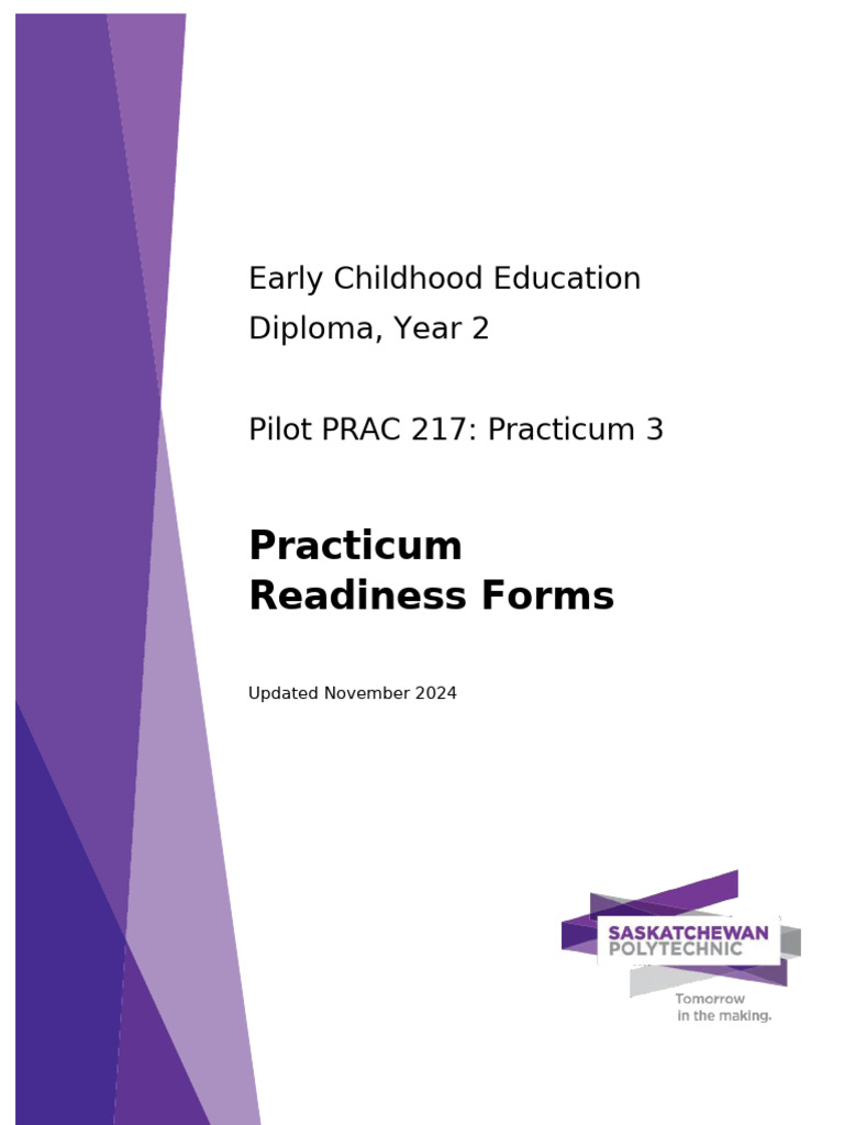 PRAC 217 NEW Student Pre Practicum Fillable Forms October 2024-2025 ...