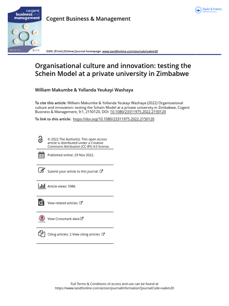 Organisational Culture and Innovation Testing The Schein Model at A ...