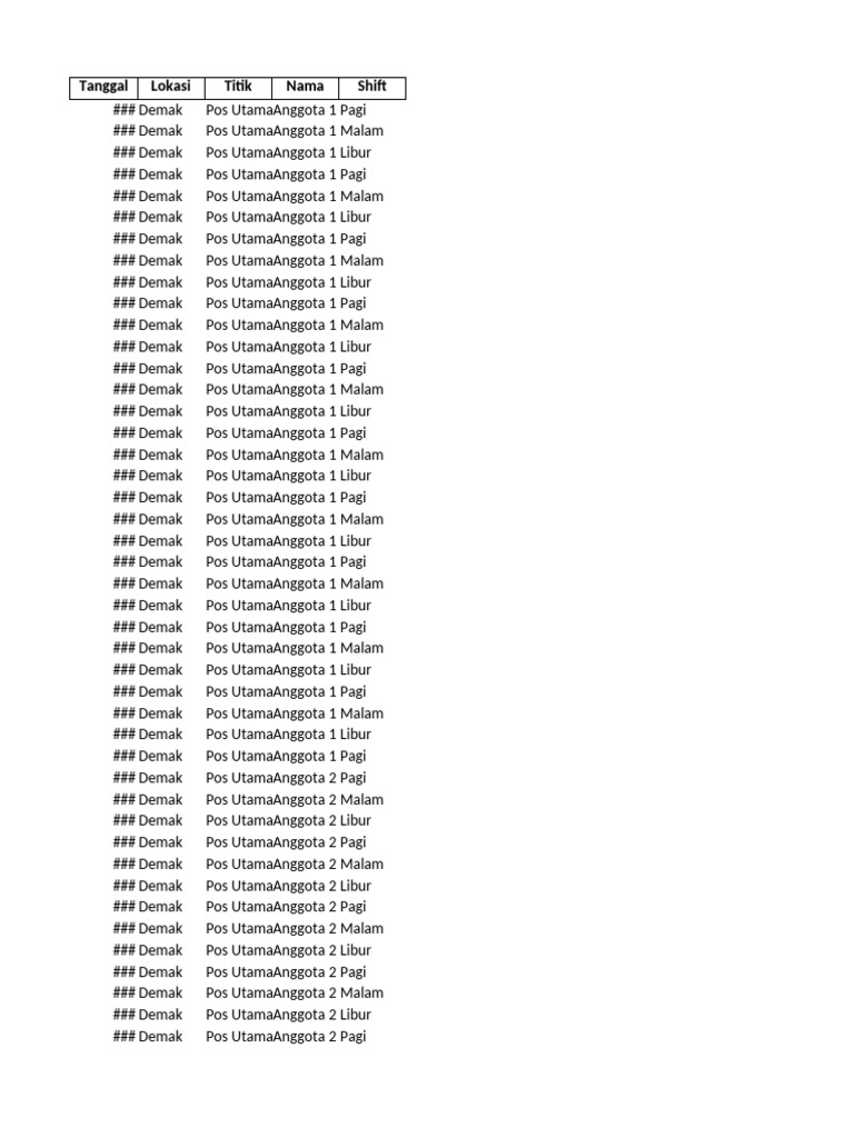 Jadwal Shift Security | PDF