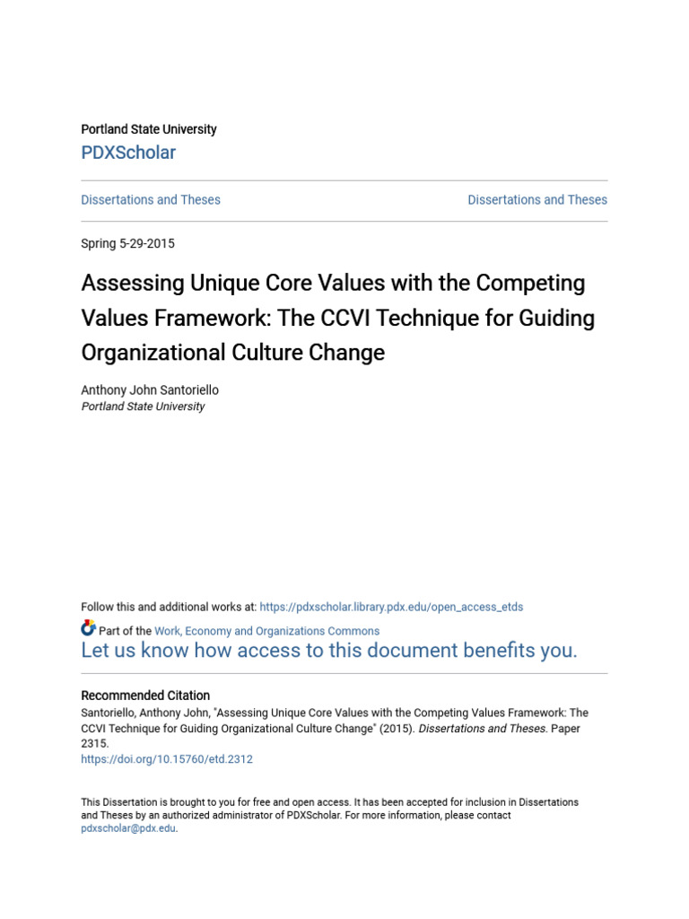 Assessing Unique Core Values With The Competing Values Framework | PDF ...