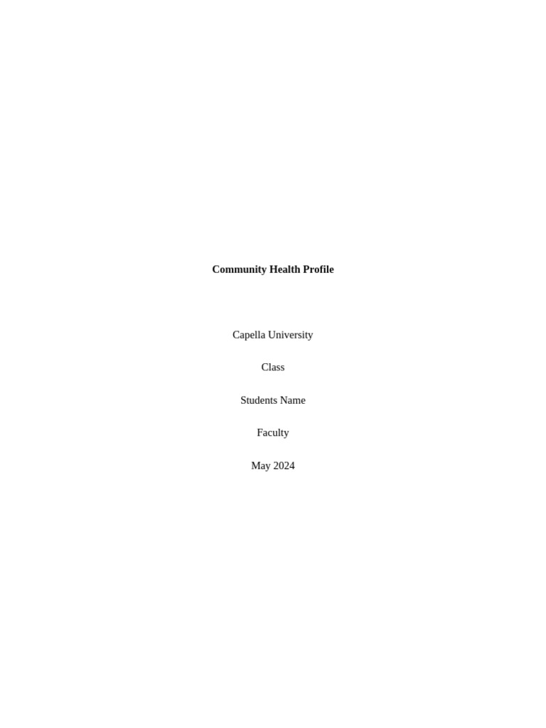 Community Health Profile 1. | PDF | Chronic Condition | Health Care
