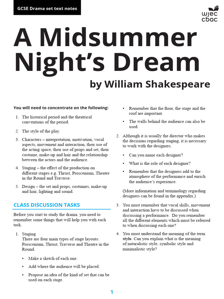 A Midsummers Night Dream Set Text Notes | PDF | A Midsummer Night's Dream