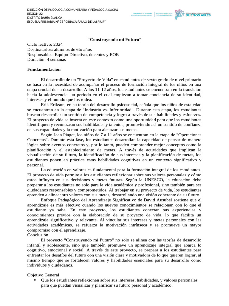 Taller. Construyendo Mi Futuro 1 | PDF | Aprendizaje | Educación primaria