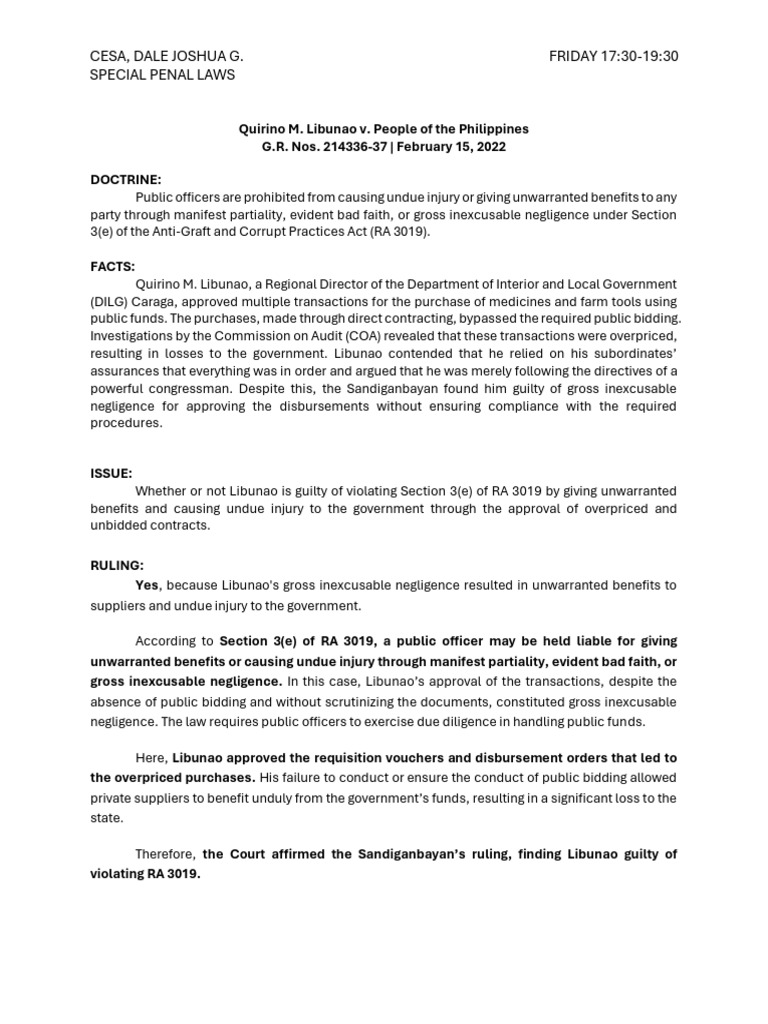 Quirino M. Libunao v. People of The Philippines | PDF | Negligence ...