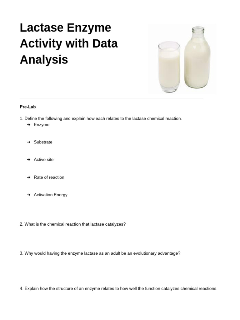 Lactase Enzyme Activity Analysis | PDF | Enzyme | Glucose