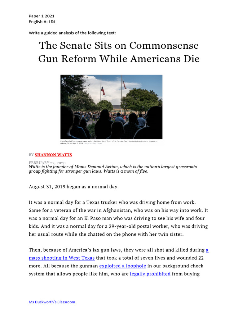 Paper 1 Example Magazine Gun Laws | PDF | Mitch Mc Connell | The United ...