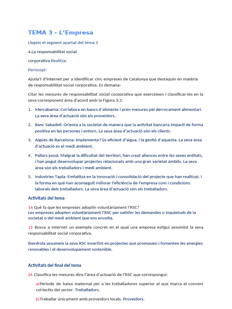 TEMA 3 - L'Empresa - RSC | PDF