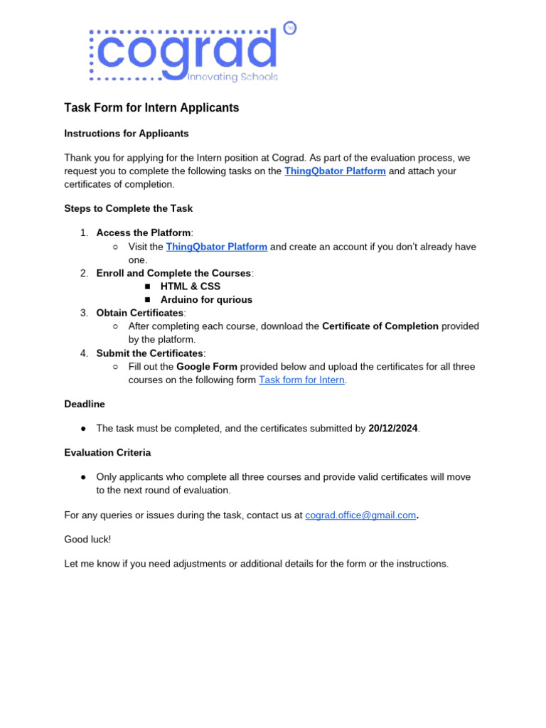 Intern Task Submission Instructions | PDF
