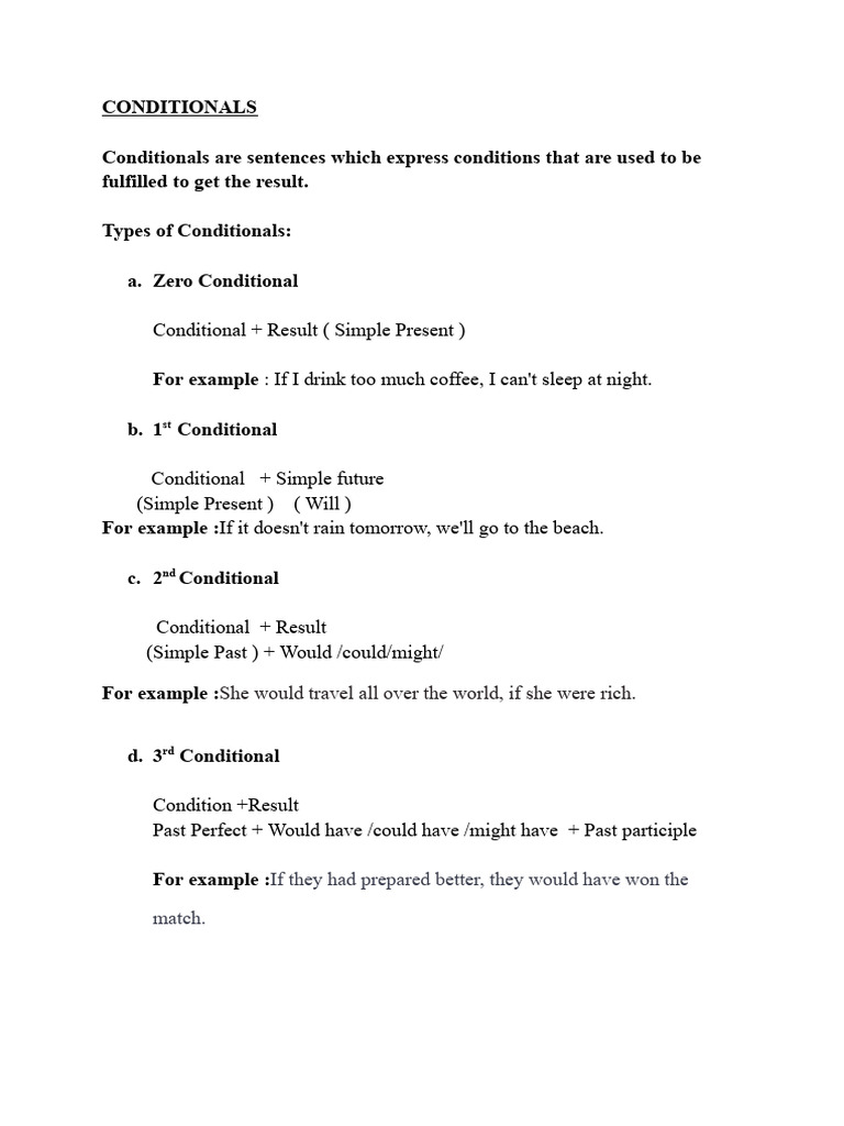 conditionals | PDF | Linguistics | Grammar