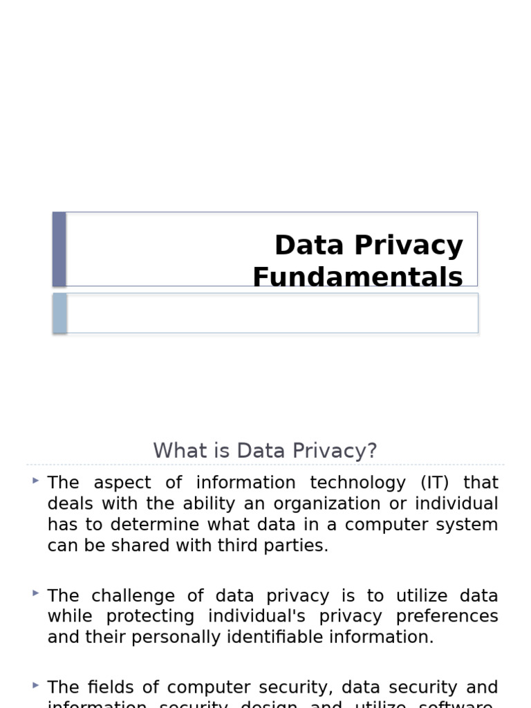 Data Privacy Fundamentals | PDF | Information Privacy | Privacy