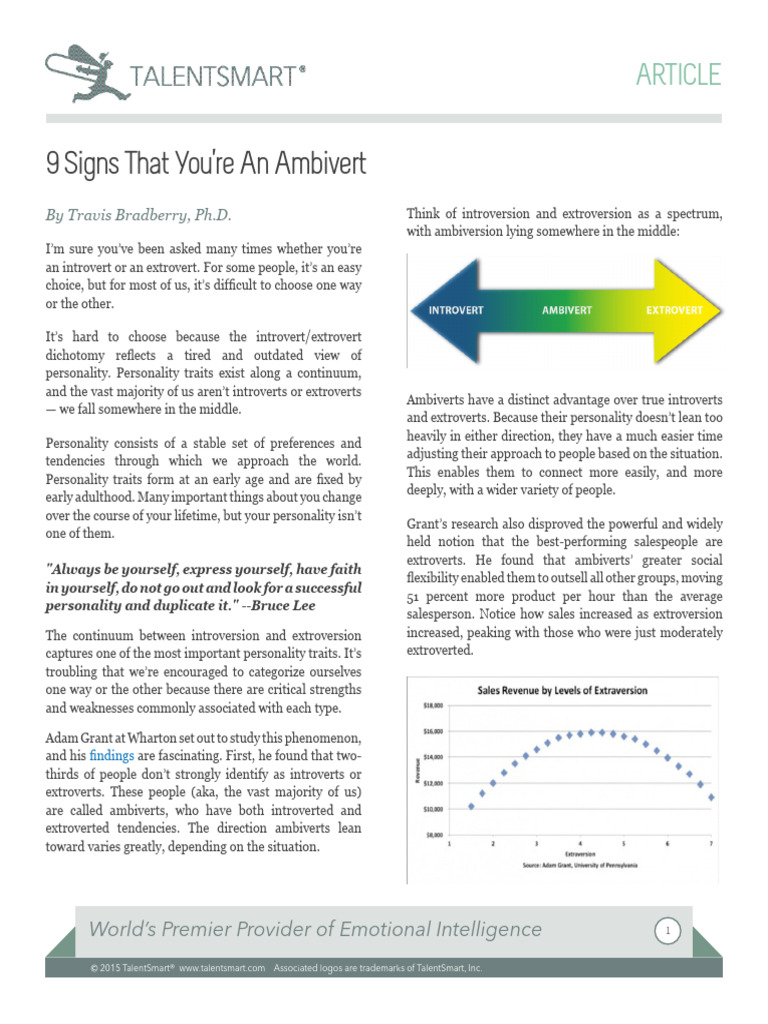9 Signs That You Are An Ambivert | PDF | Extraversion And Introversion ...