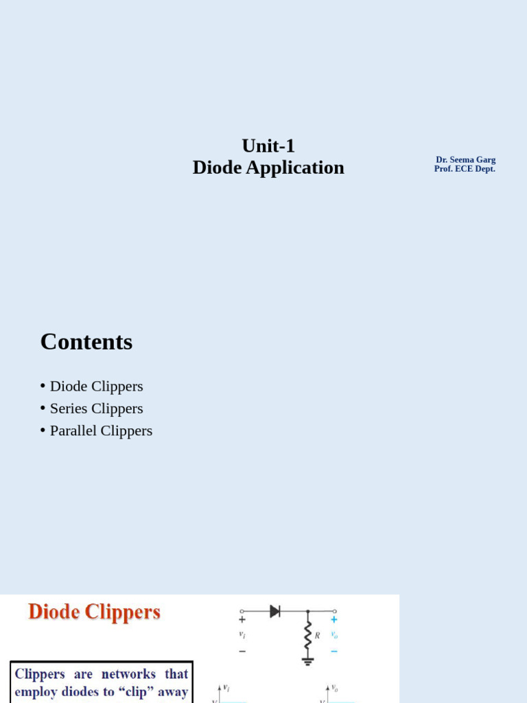 Diode Clippers: Series & Parallel Types | PDF