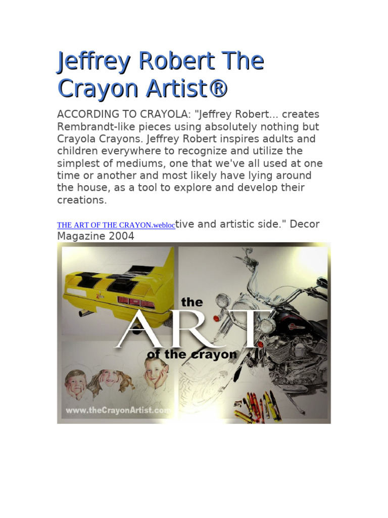 Craft Jeffrey Robert The Crayon Artist® | PDF | Creativity | Cognitive ...