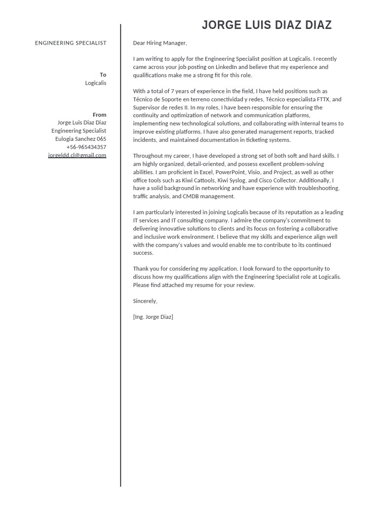 Jorge_Luis_Diaz_Diaz_-_Cover_Letter | PDF | Business