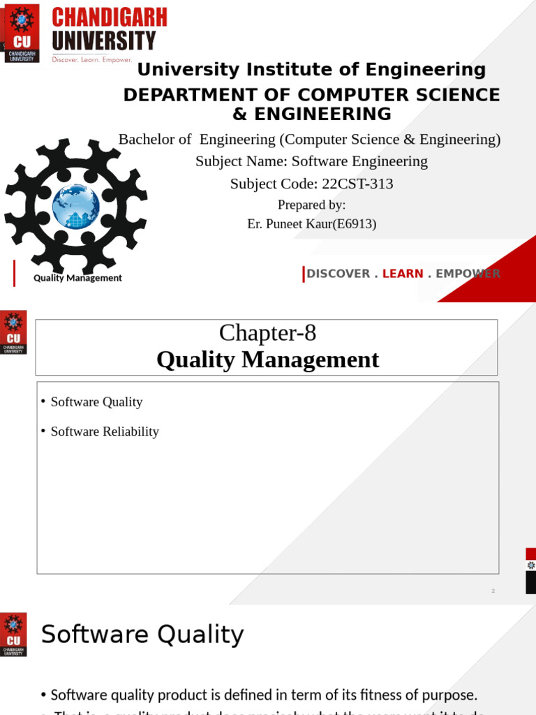 Lecture 1 For Computer Science Engineering Students | PDF | Software Quality | Reliability ...