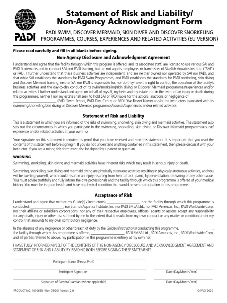 Snorkeling-Form | PDF | Underwater Diving | Scuba Diving