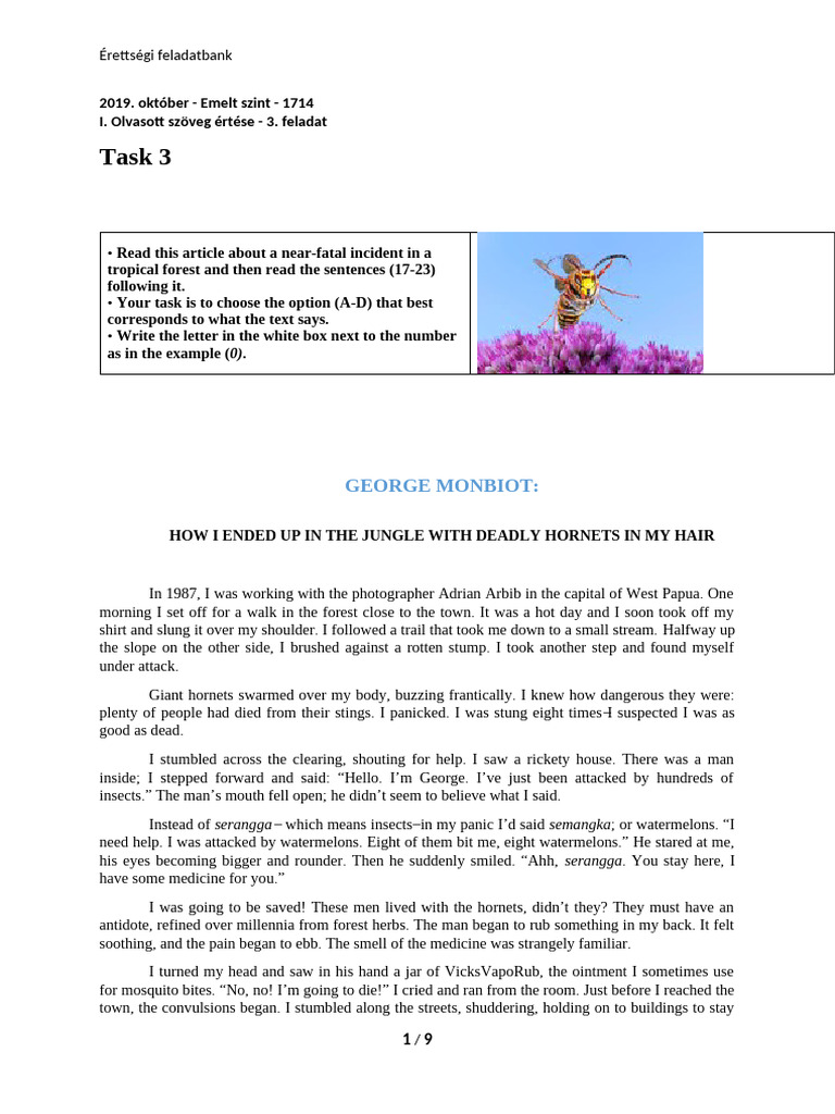 George Monbiot's Jungle Encounter Story | PDF