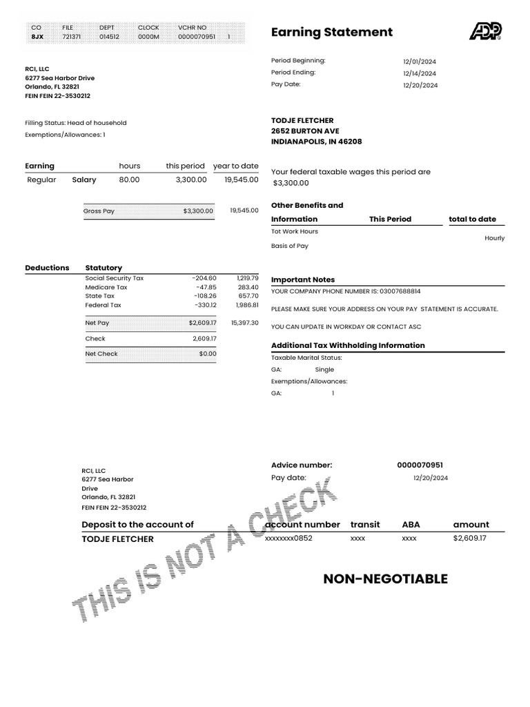 Pay Statement | PDF | Economy Of The United States | Economies