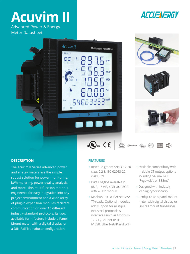 Acuvim II Advanced Power and Energy Meter Datasheet | PDF | Ac Power ...