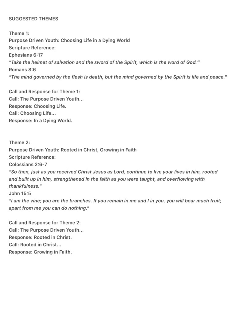 SUGGESTED THEMES-1 | PDF