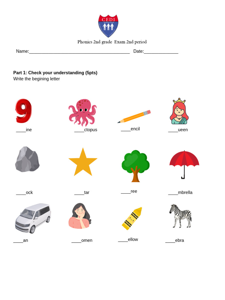 Phonics 2nd Grade Exam 2nd Period | PDF