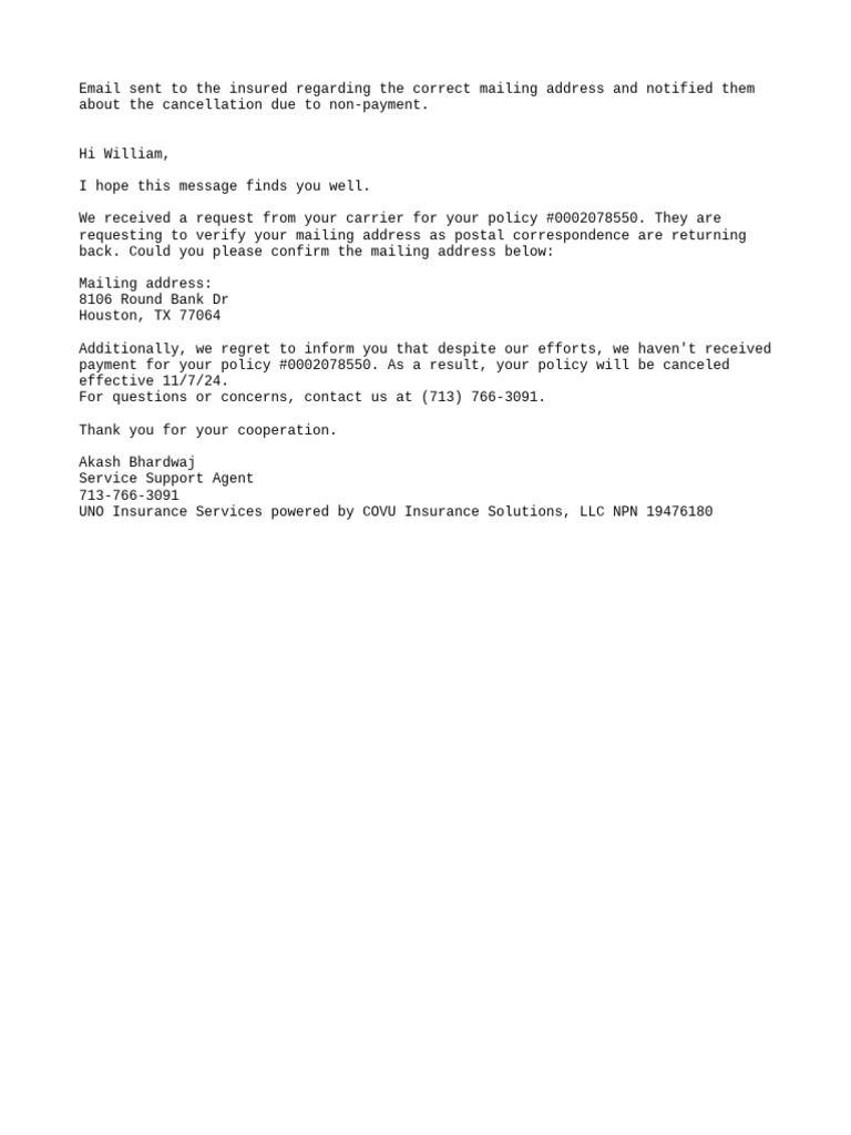 Mailing Address Correct | PDF