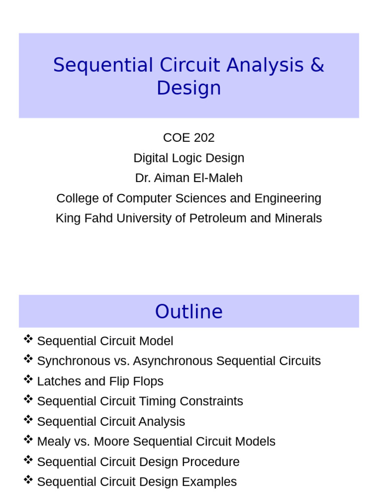 Unit9 - Sequential Circuit Analysis and Design | PDF | Electronic ...