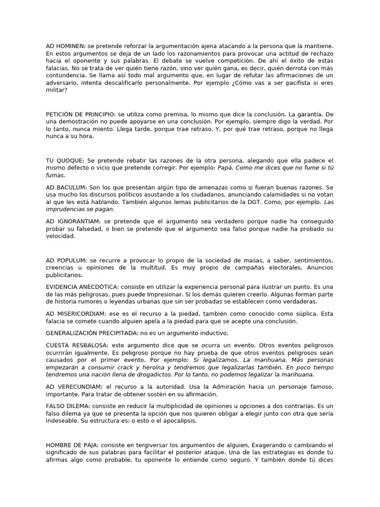 Lógica Informal | PDF | Argumento | Falacia