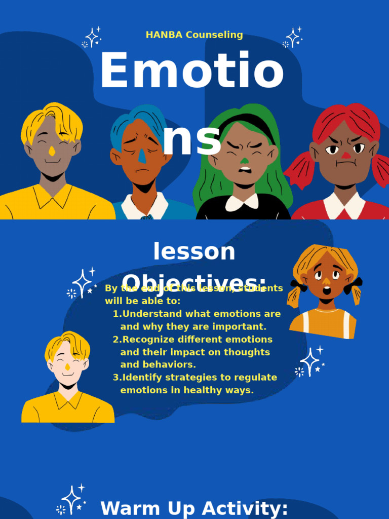 Different Emotions Kindergarten Lesson Presentation in Blue Red Green ...