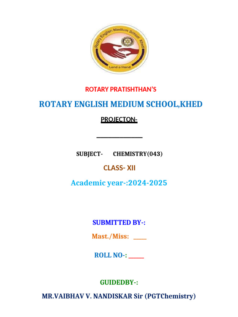 Chemistry Project for Class XII 2024-25 | PDF