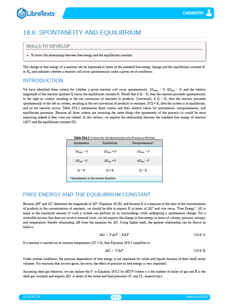 Free Energy and Equilibrium Constant Guide | PDF | Gibbs Free Energy ...
