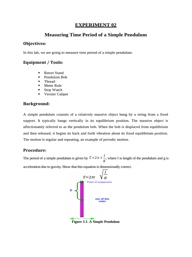 AP Lab 02 Measuring Time Period of Simple Pendulum 26092023 114946am | PDF | Pendulum | Oscillation