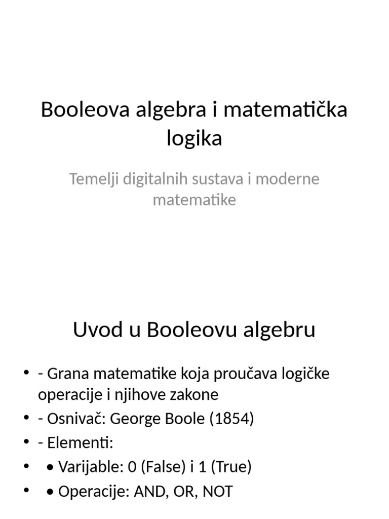 Booleova Algebra I Logika | PDF