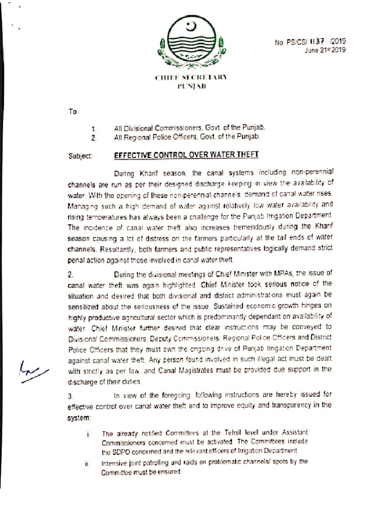 Chief Secretary Letter-1 | PDF