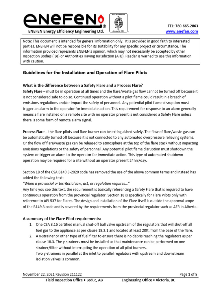 FAQ Technical Guidelines For Flare Pilots R211122 | PDF | Valve ...