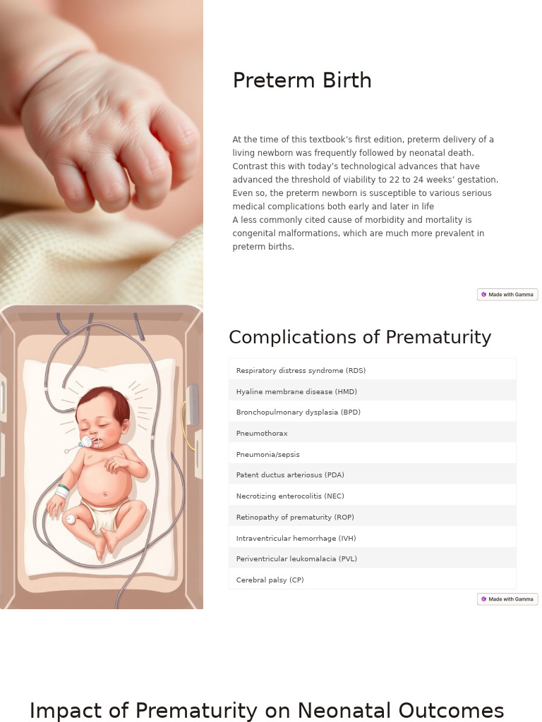 Preterm Newborn Complications | PDF | Preterm Birth | Cerebral Palsy