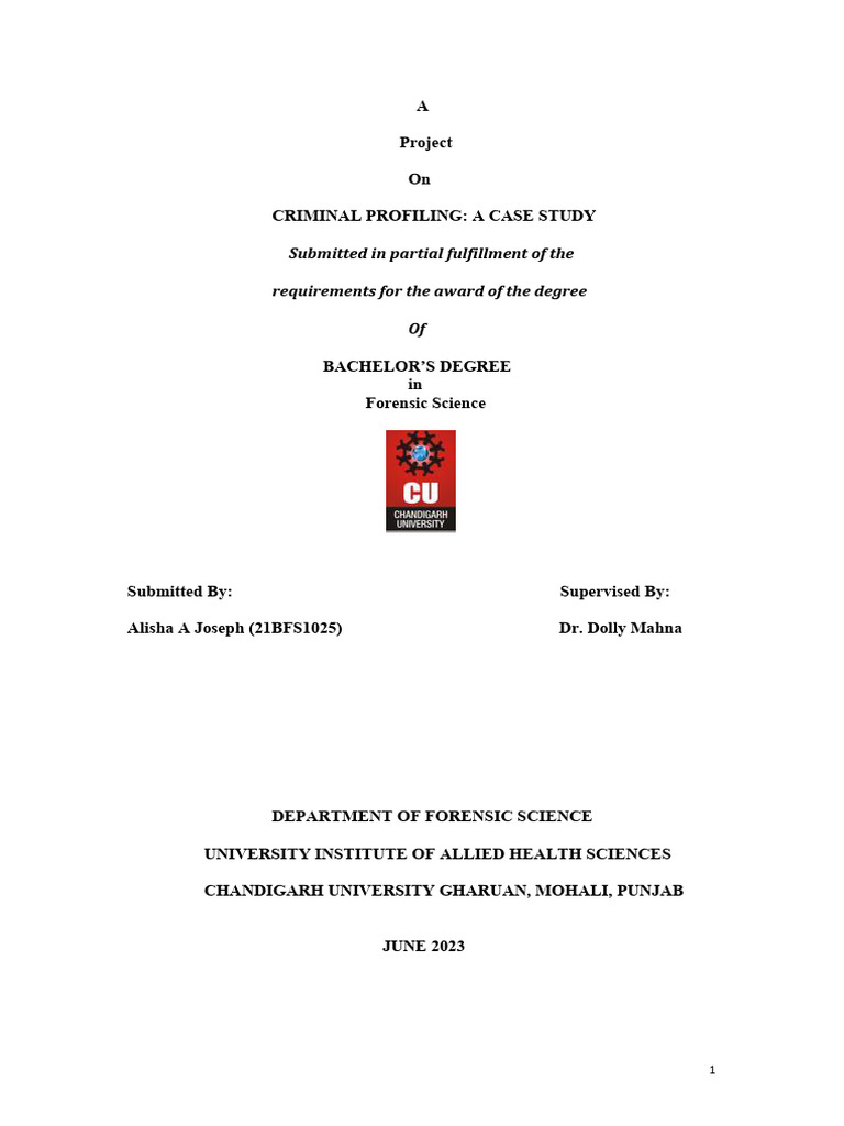 Forensic Science: Criminal Profiling | PDF | Offender Profiling | Crimes