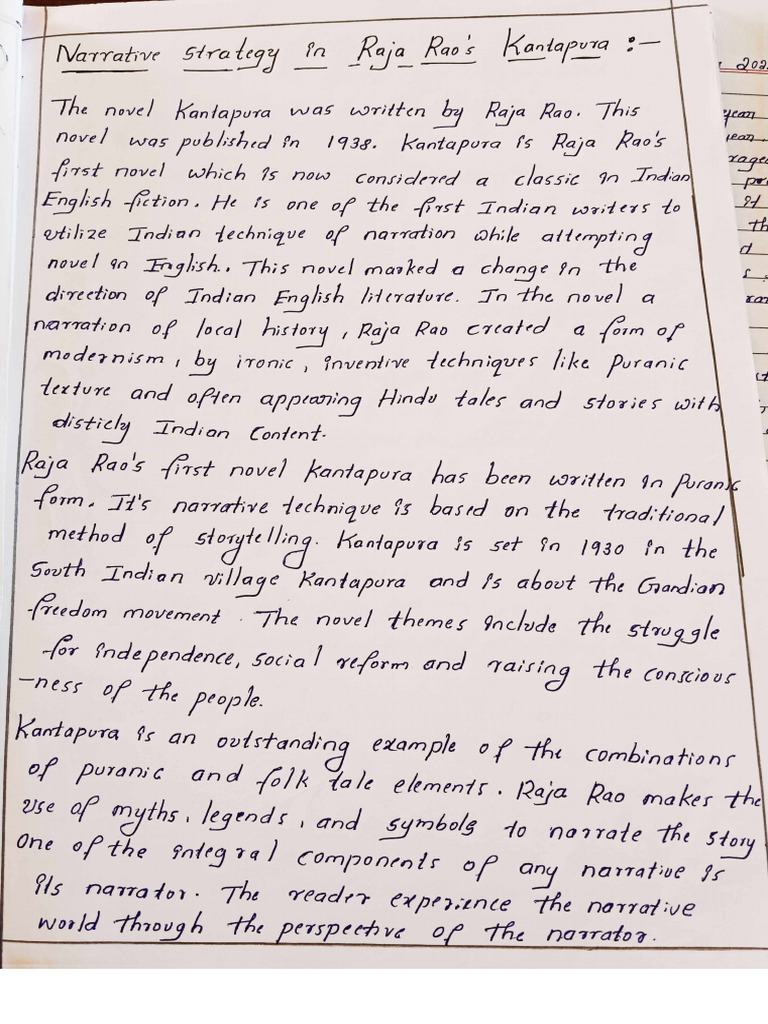 Narrative Strategy in Raja Rao's Kanthapura | PDF