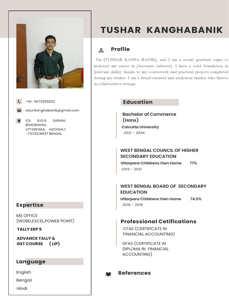 Tushar Kanghsbanik Resume 2024 | PDF