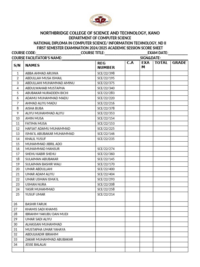 HD I Score Sheet | PDF
