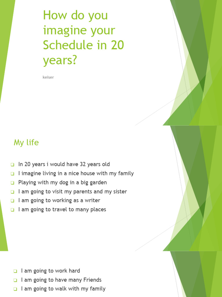How Do You Imagine Your Schedule in 20 Years | PDF