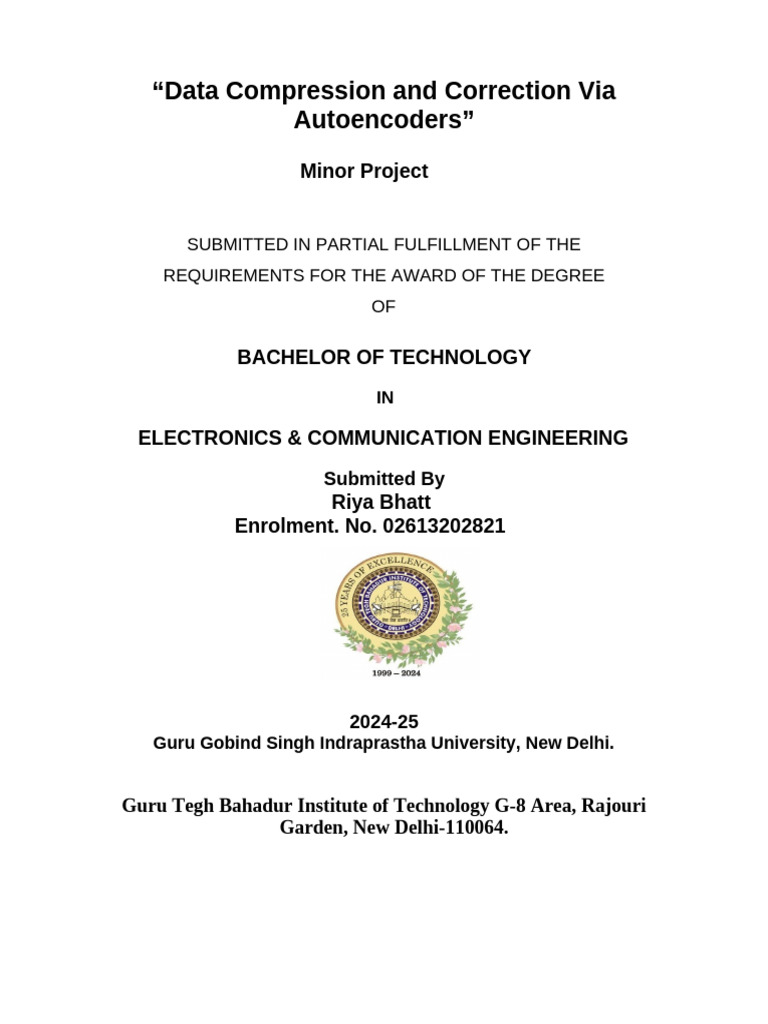 Minorproject Autoencoders | PDF | Data Compression | Error Detection And Correction