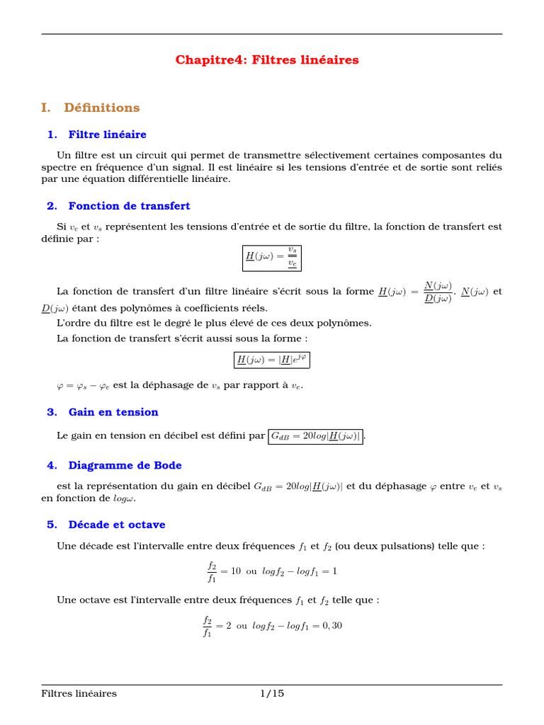 Filtres Lineaires | PDF | Filtre (électronique) | Filtre passe-bas