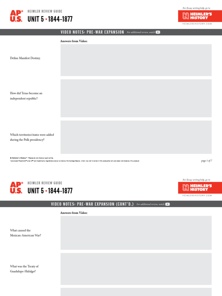 Heimler Study Guide Unit 5 | PDF | Reconstruction Era | American Civil War