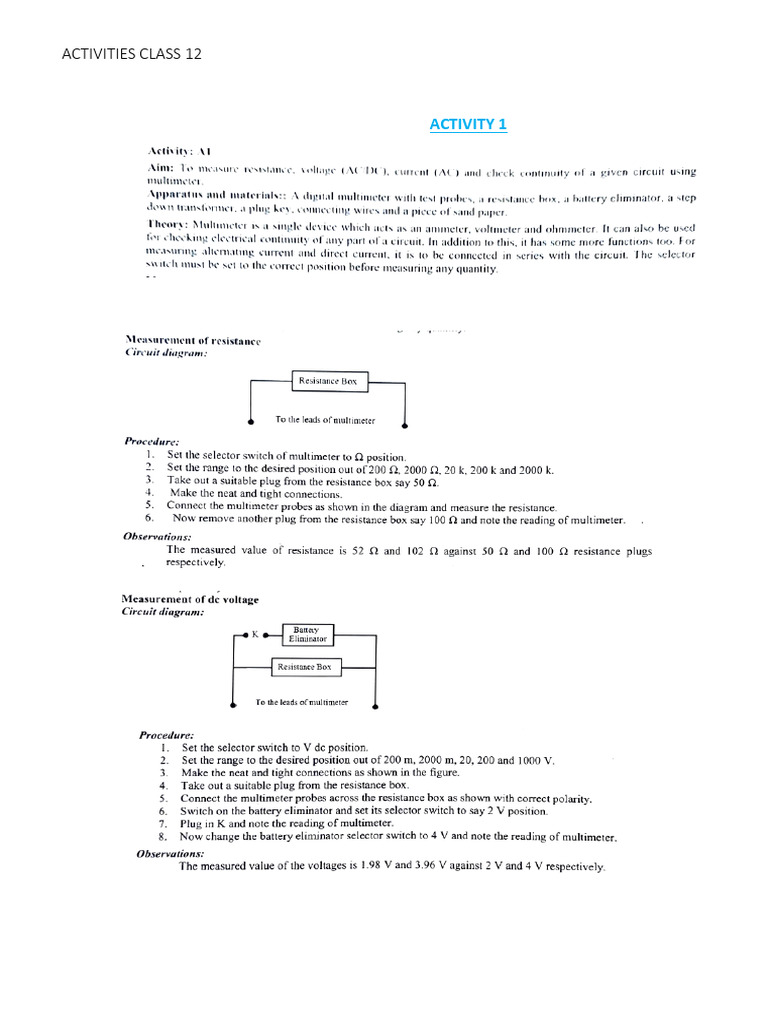 Class 12 Practical Activities Guide | PDF
