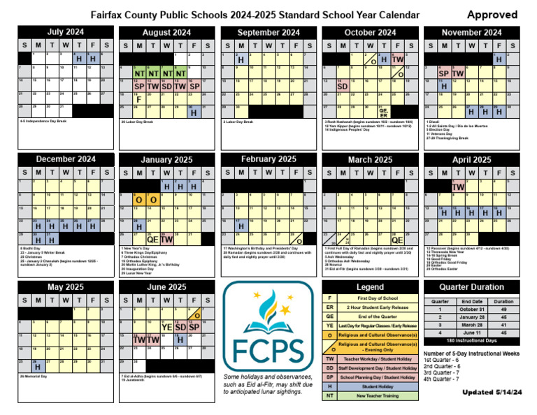 2024 2025 Standard School Year Calendar | PDF | Observances | Holidays