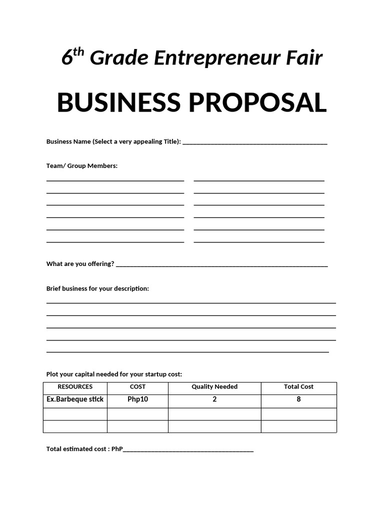 6th Grade Entrepreneur Fair | PDF