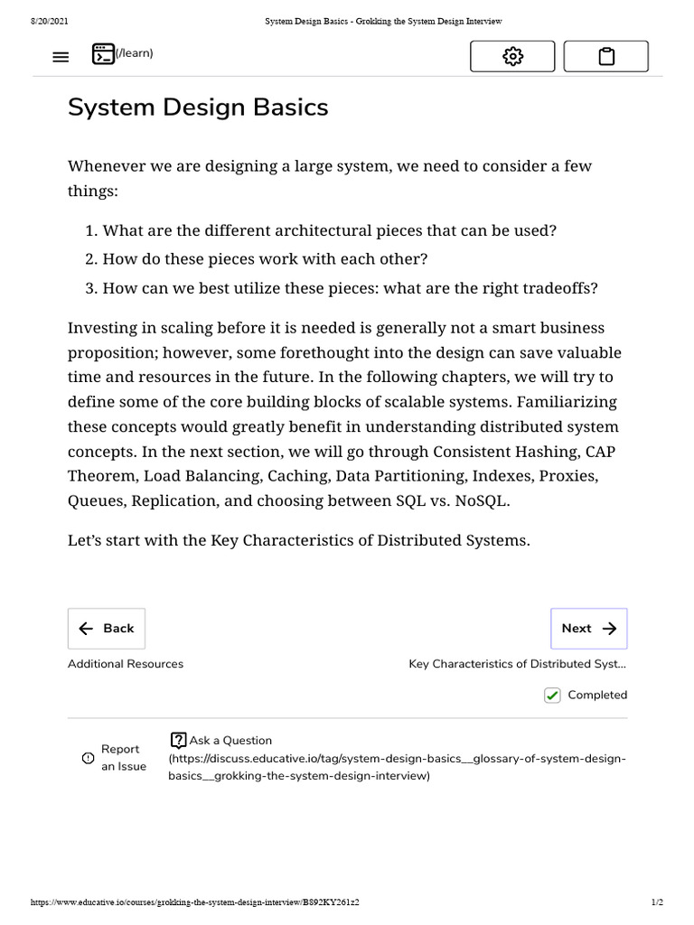 01 - System Design Basics - Grokking The System Design Interview | PDF